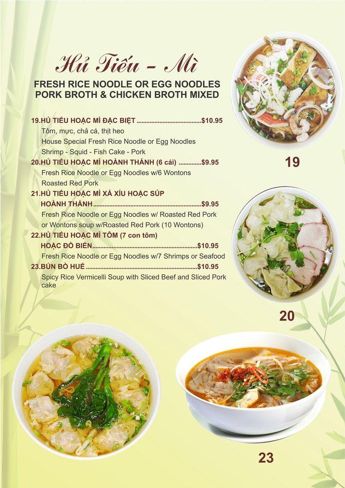 Menu at Pho Tan restaurant, Winter Haven