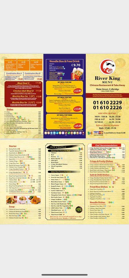 Menu at River King restaurant, Celbridge