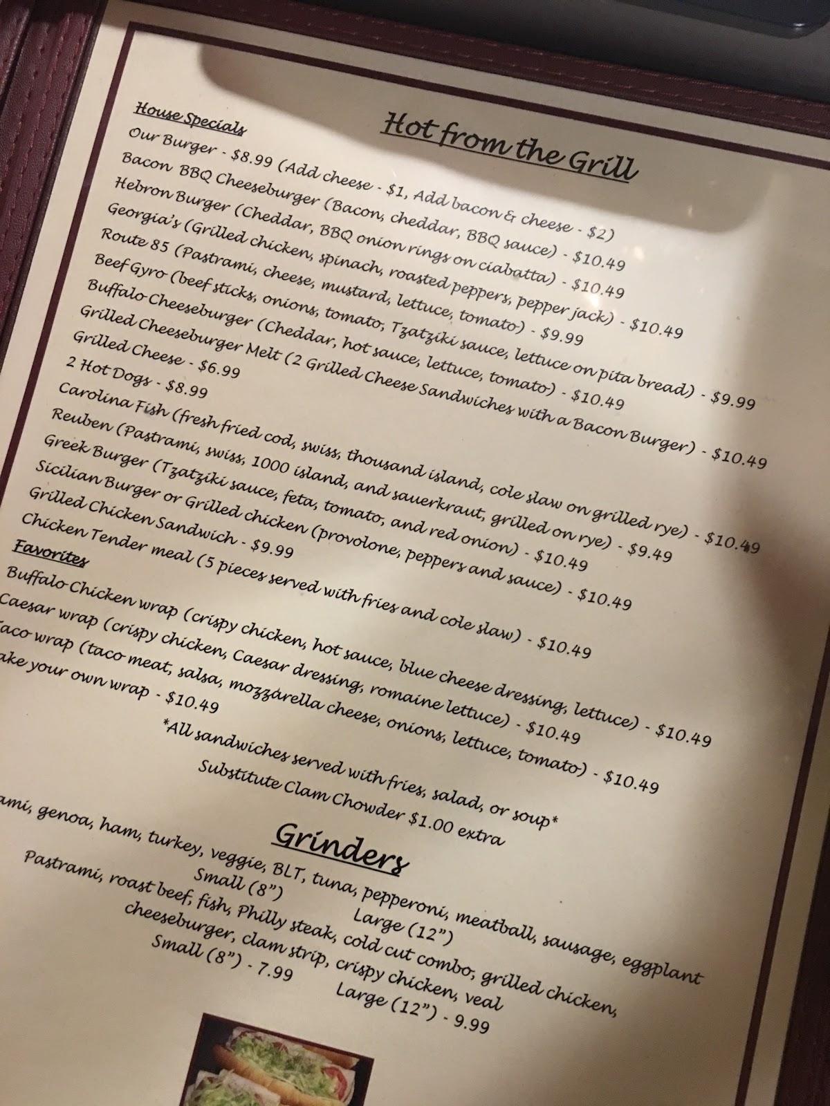 Menu at Georgia's Restaurant & Pizza, LLC, Hebron
