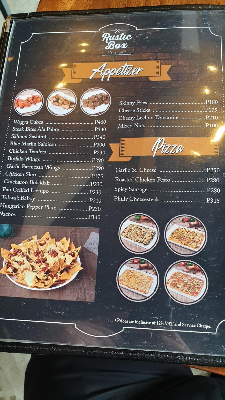 Menu at Rustic Box Steakhouse, Mandaluyong