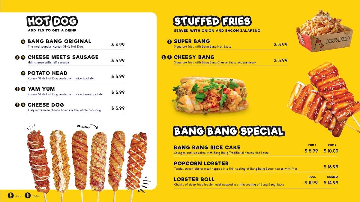 Menu at Bang Bang Korean Crunch restaurant, Pickering