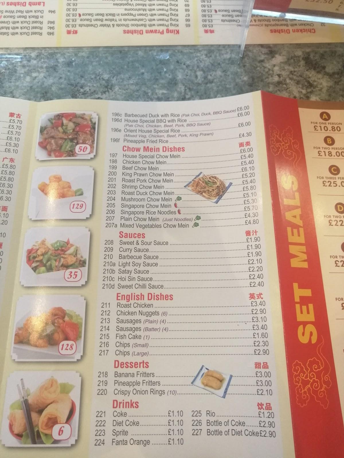 Menu at Orient Express fast food, Bristol