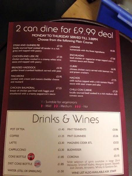 Menu at Eagle Inn pub & bar, Tillicoultry