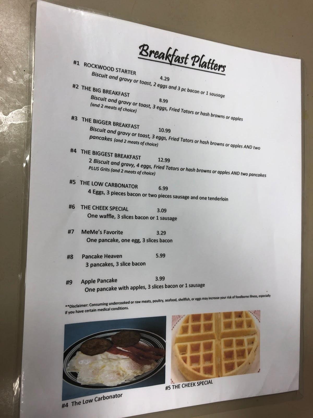 Menu at MeMe's Restaurant, Rockwood