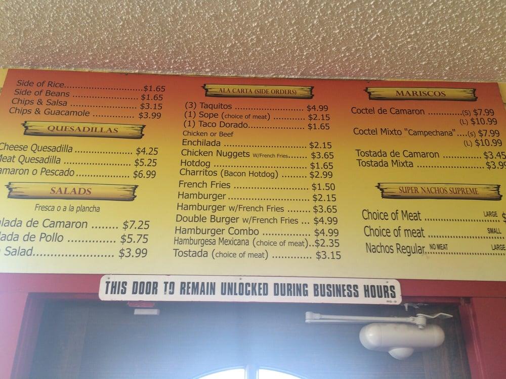 Menu at Charros Express Mexican Food restaurant, Pixley