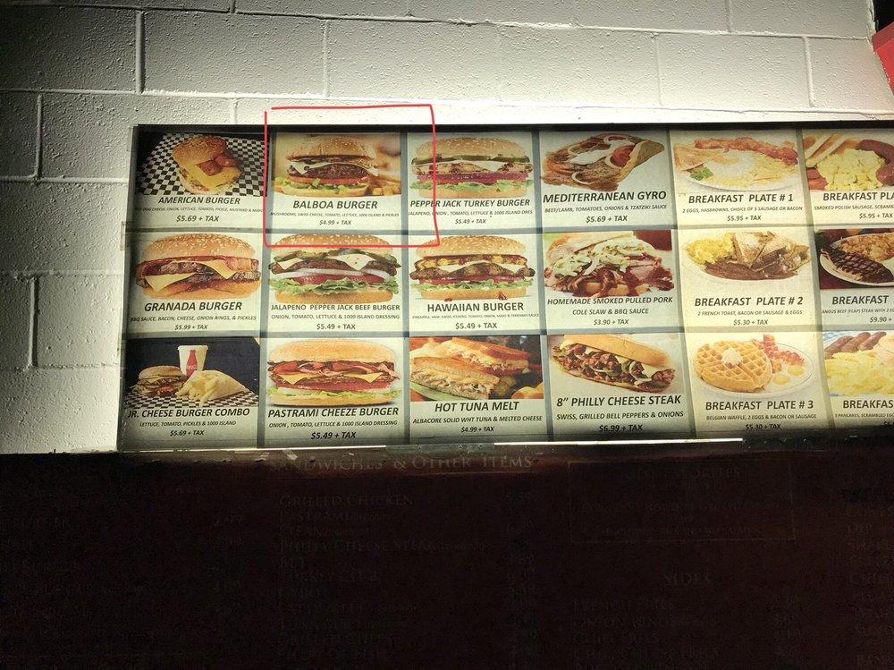 Menu at Frosty Queen fast food, Los Angeles