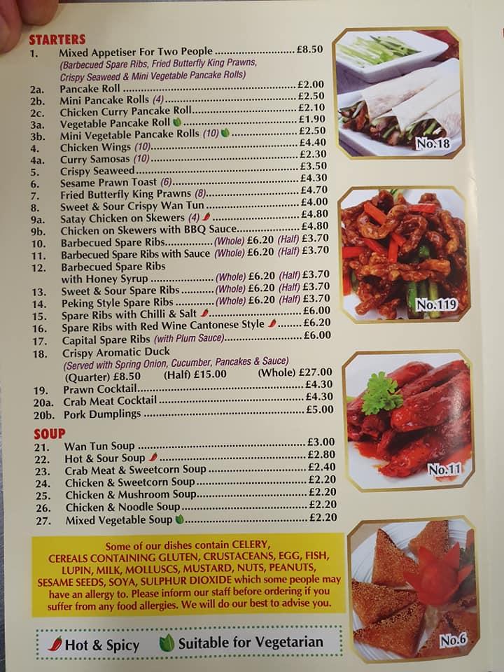 Menu at Hai Yang fast food, Aberystwyth
