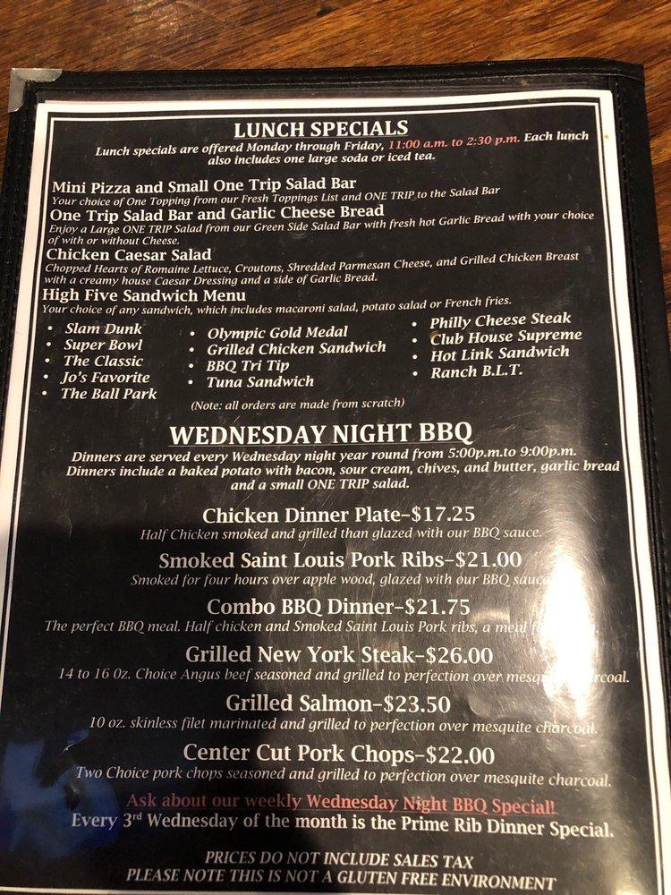 Menu at High Five Pizza BBQ, San Jose, 171 Branham Ln
