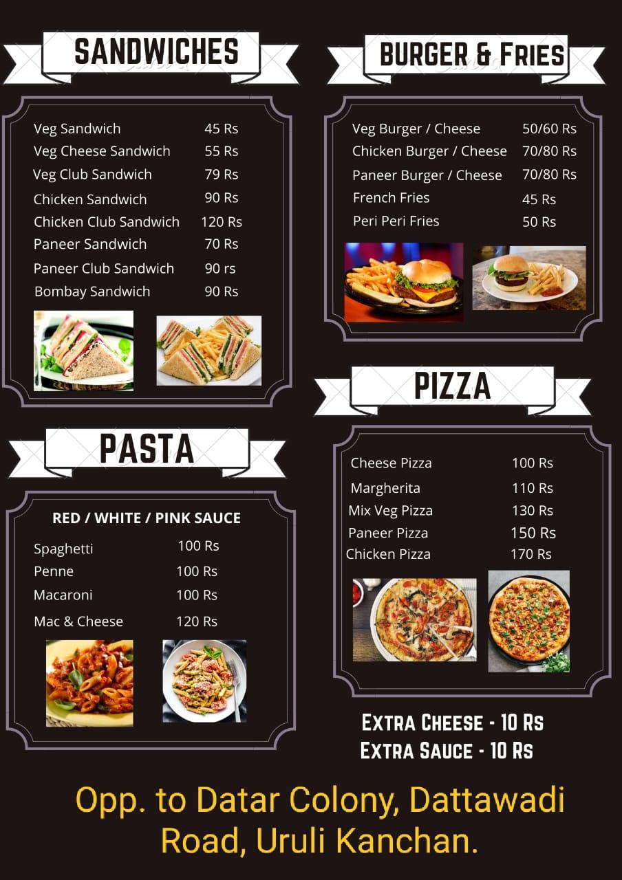 Menu at NK cafe, Uruli Kanchan