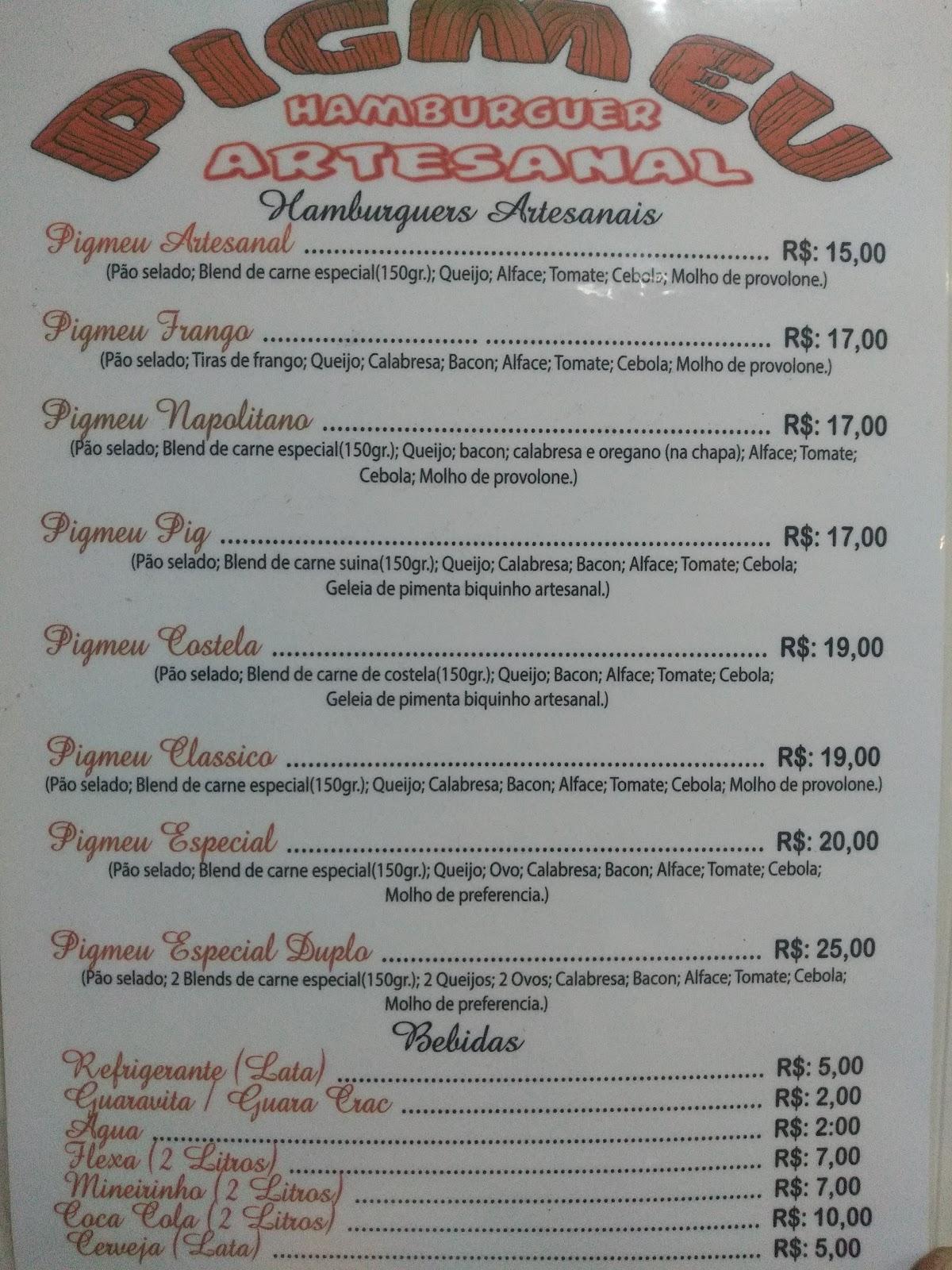 Menu em Pigmeu Hamburguer Artesanal e tradicional pub & Bar, São ...