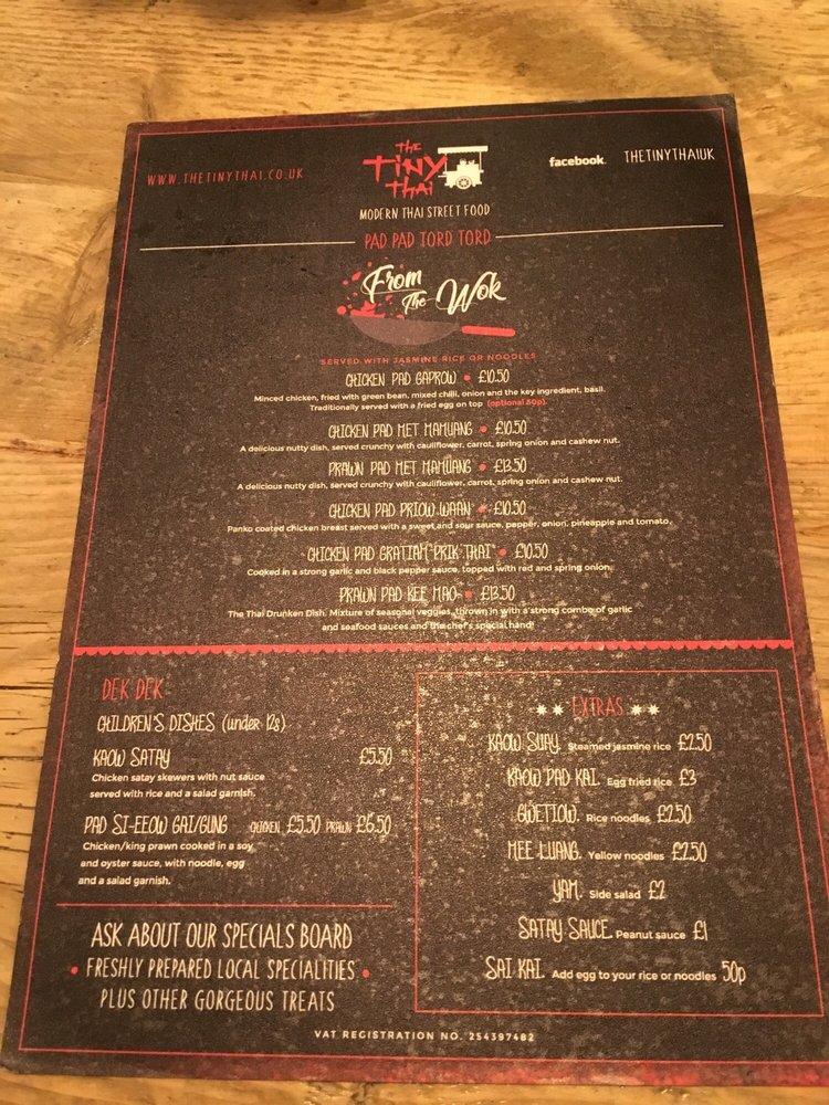 Menu at The Tiny Thai restaurant, Wadebridge