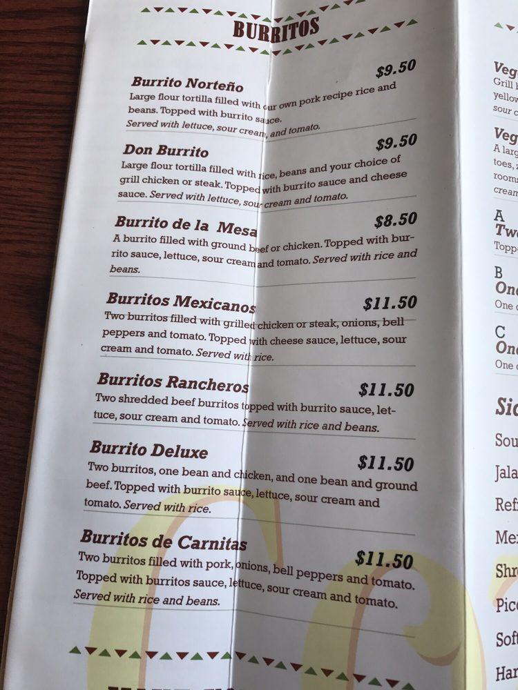 Menu at Cozumel Mexican Grill restaurant, Oshkosh