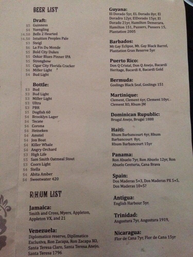 Menu at Flask and Cannon pub & bar, Jacksonville Beach, 528 1st St N