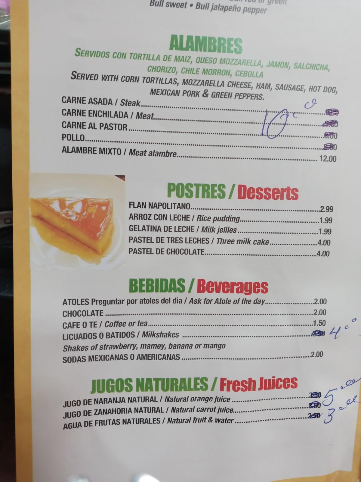 Menu at Joyce's Bakery and Restaurant El Chilaquil, Plainfield