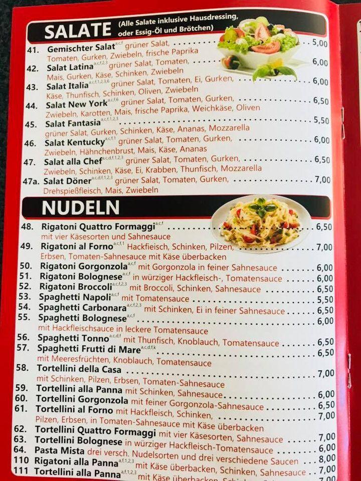 Menu at Pizzeria Latina, Biedenkopf