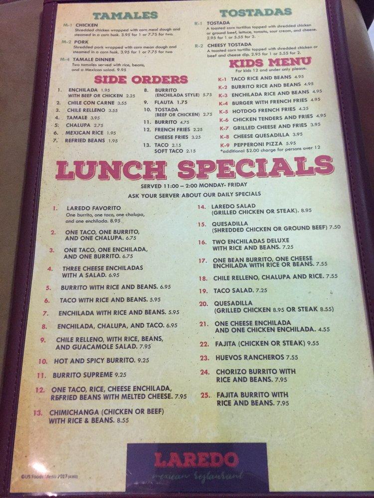 Menu at Laredo Mexican Restaurant, Keystone Heights, State Rte 100
