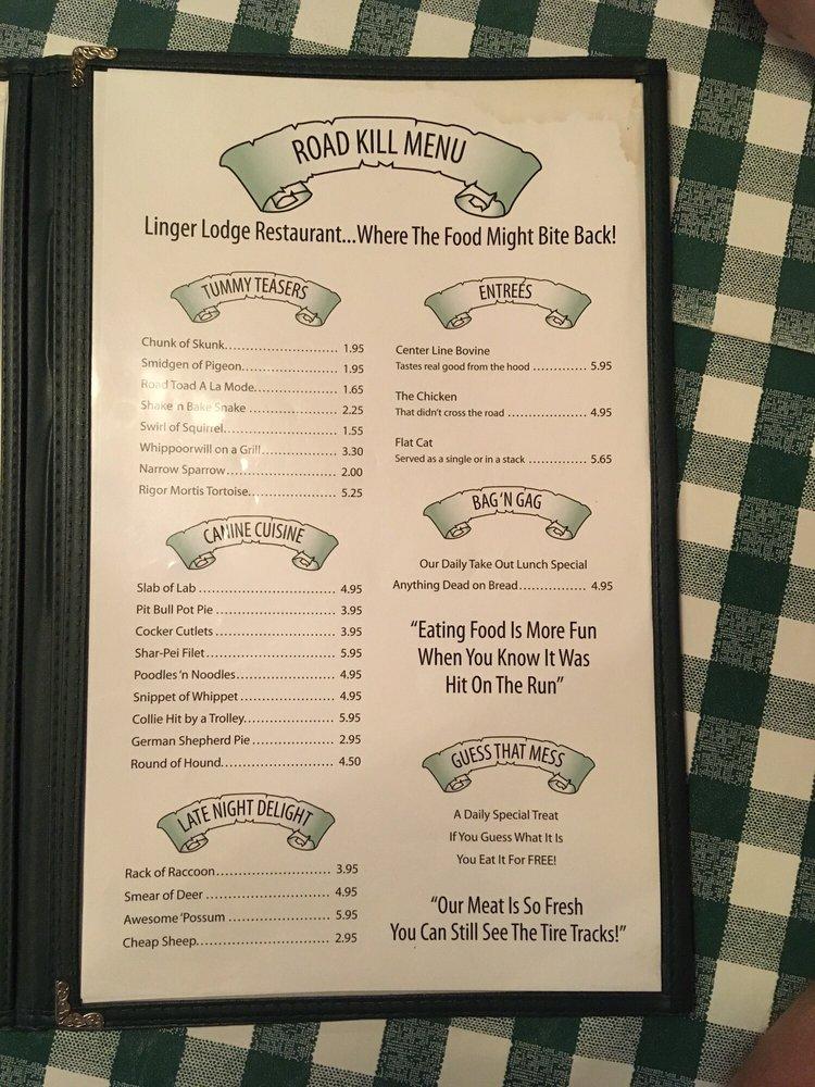 Menu at Linger Lodge Restaurant, Bradenton