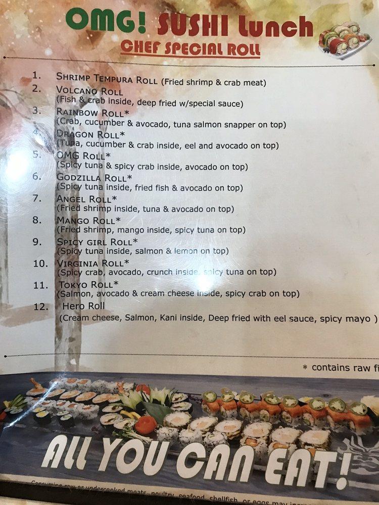 Menu at OMG Sushi restaurant, Newport News