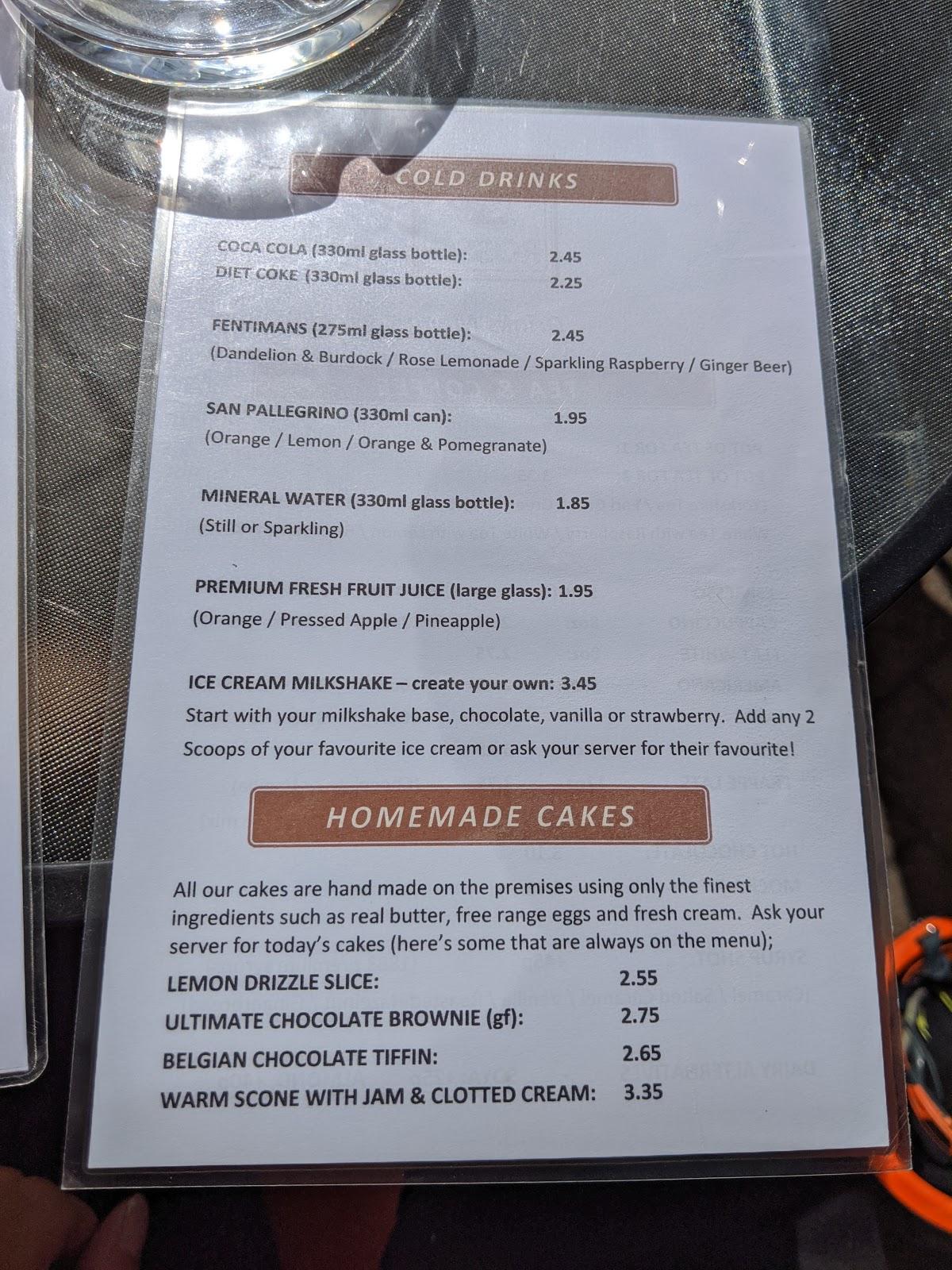 Menu at Caffè Rosso cafe, Wigan