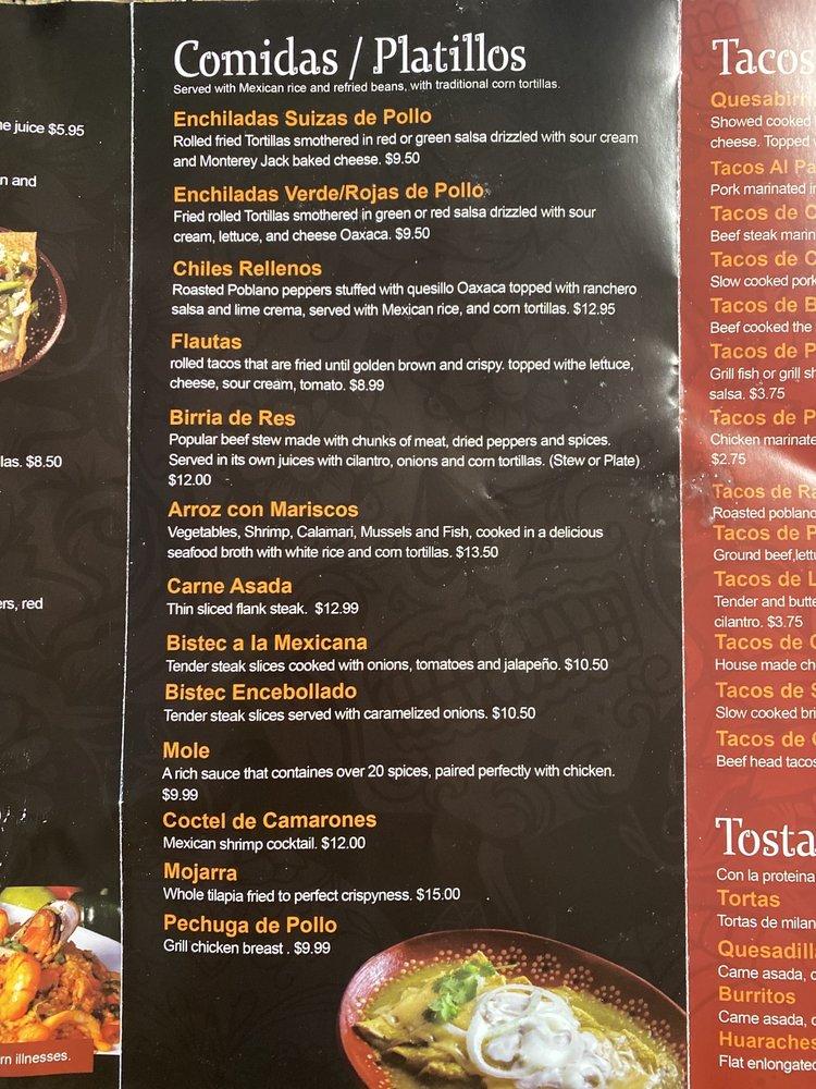 Menu at Chilangos Mexican Grill restaurant, Plantation