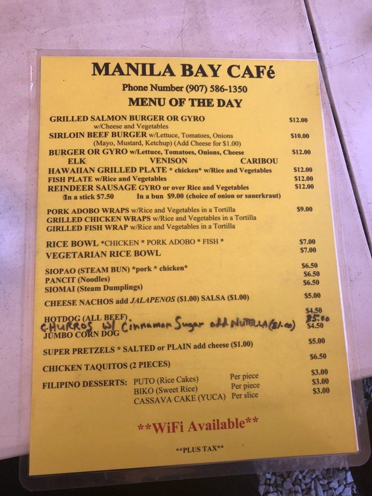 Menu at Manila Bay Cafe, Juneau