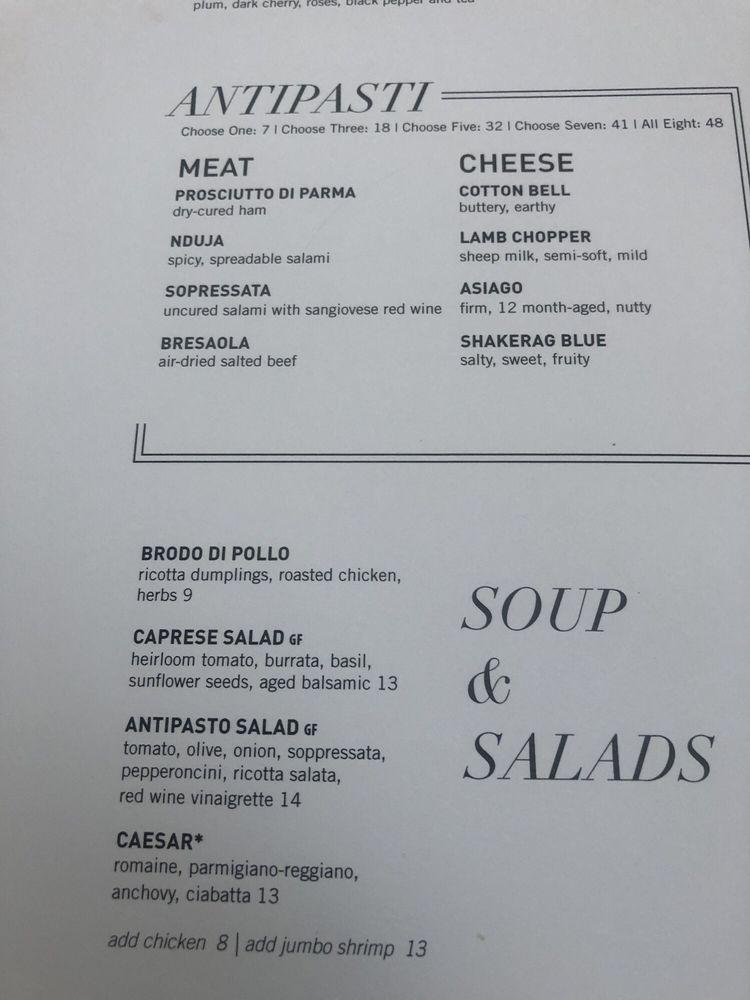 Menu at Ravello restaurant, Nashville, Opryland Dr