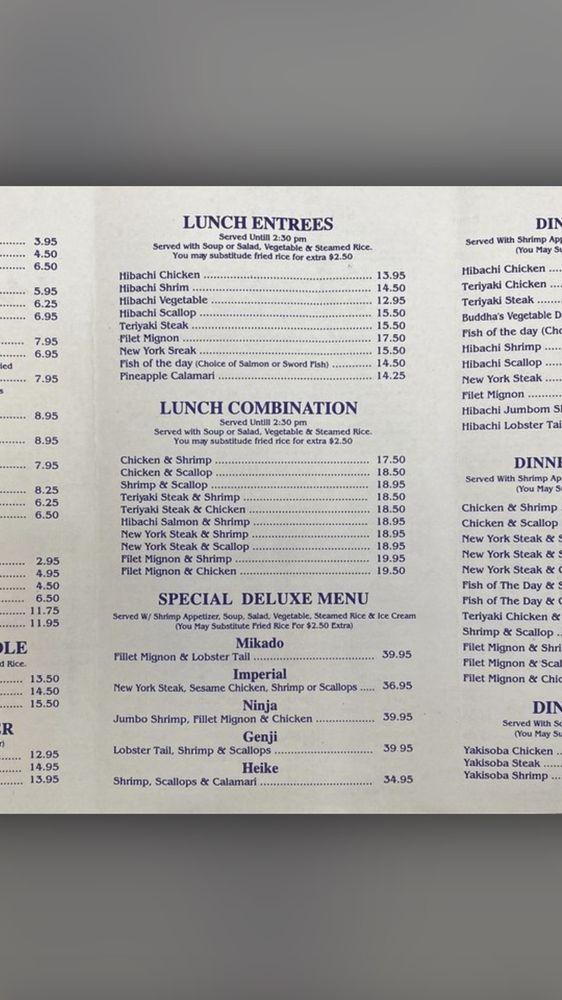 Menu at Wabi Sabi restaurant, Rancho Cucamonga