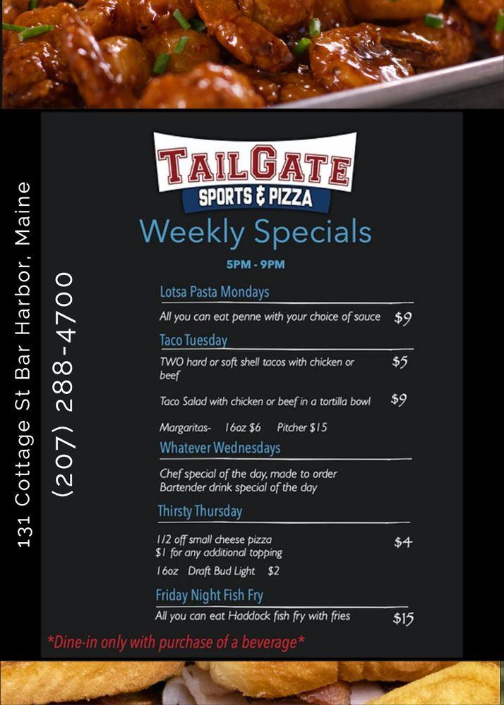 Menu at Tailgate Kitchen & Bar, Bar Harbor