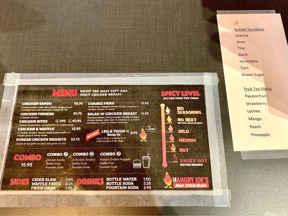 Menu at Hangry Joe's Hot Chicken fast food, Short Pump