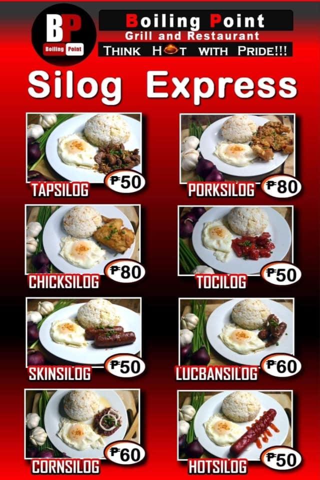 Menu at Boiling Point Grill and Restaurant, Philippines