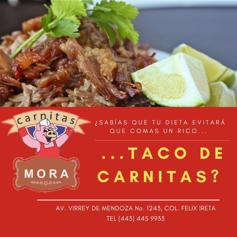Menu at Carnitas Mora restaurant, Morelia