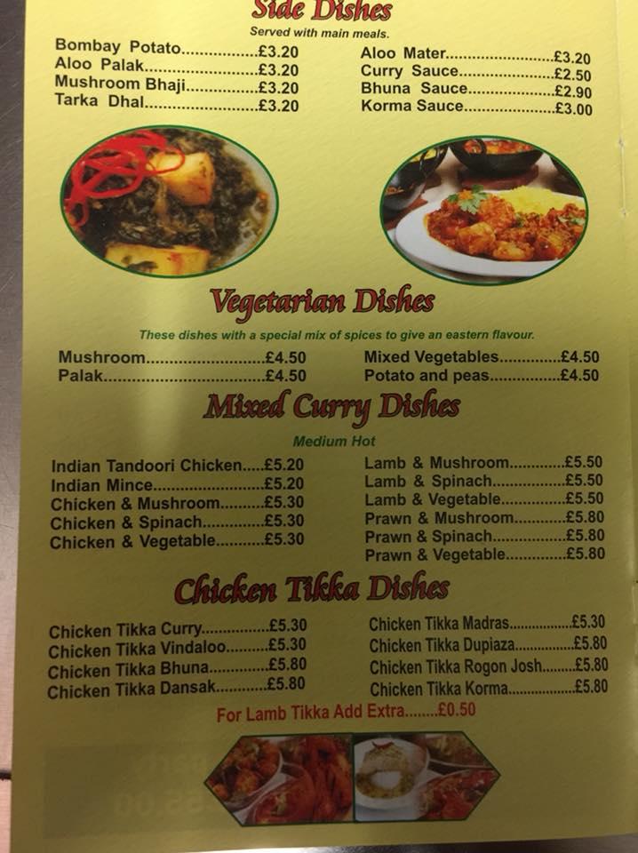 Menu at Hurst Cross Tandoori fast food, Ashton-under-Lyne