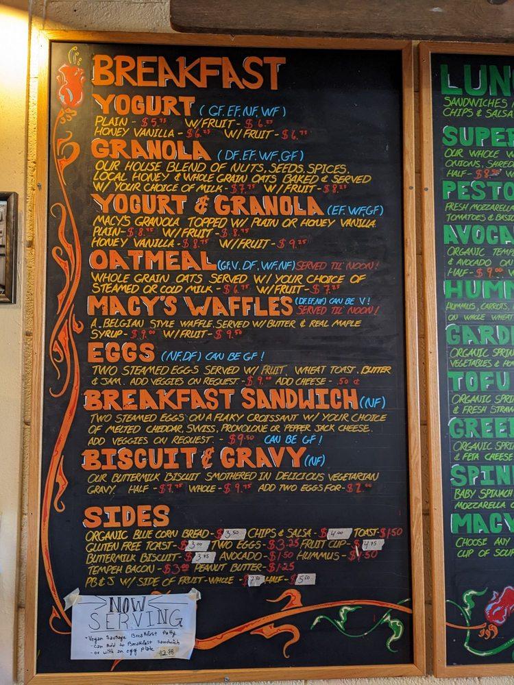 Menu at Macy's European Coffeehouse & Bakery, Flagstaff
