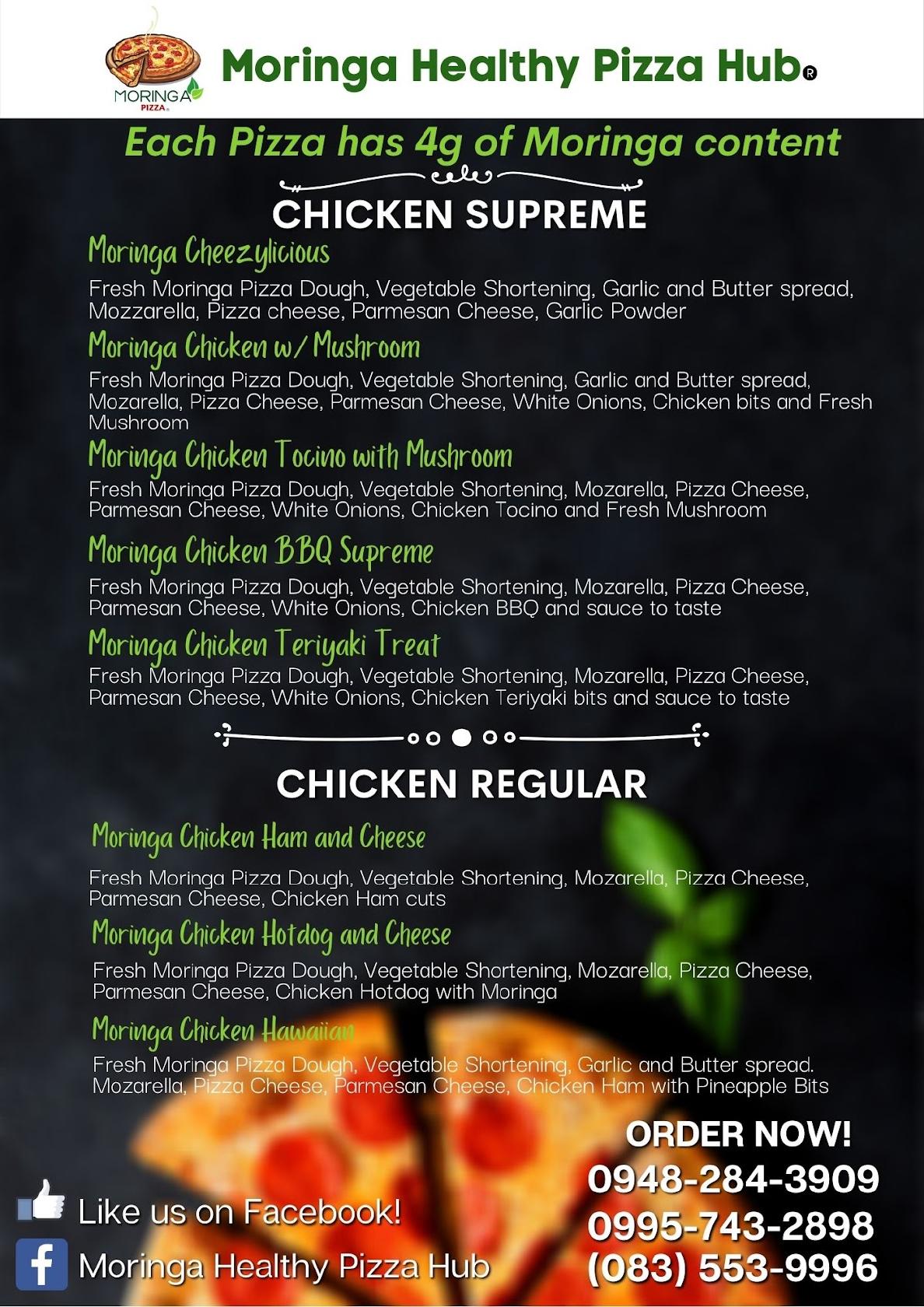 Menu at Moringa Pizza pizzeria, General Santos City