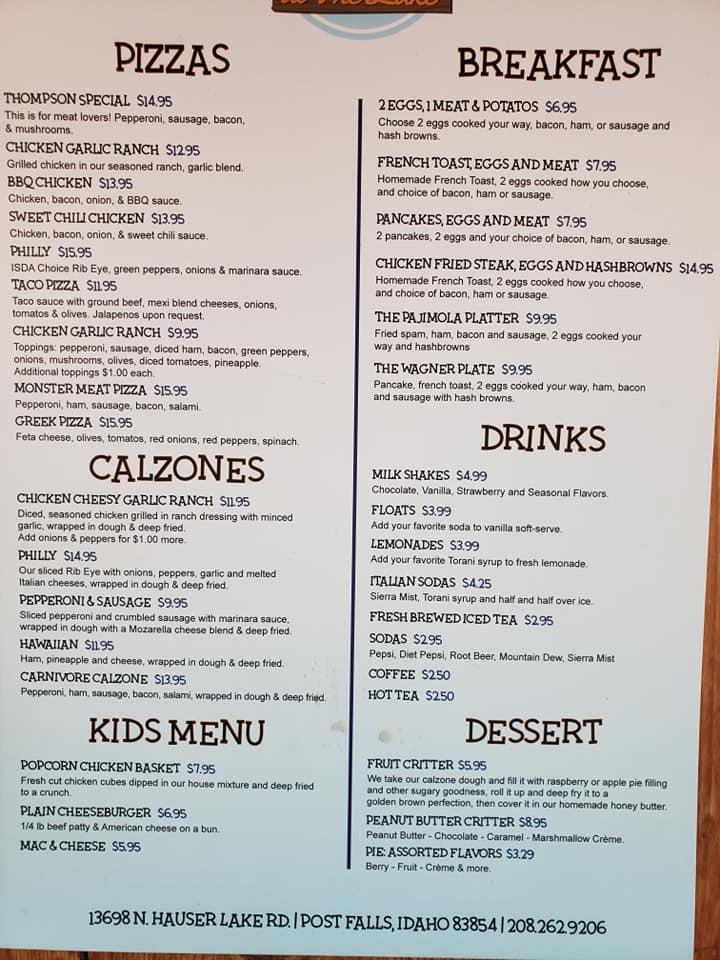 Menu at D-Mac's at the Lake pub & bar, Hauser