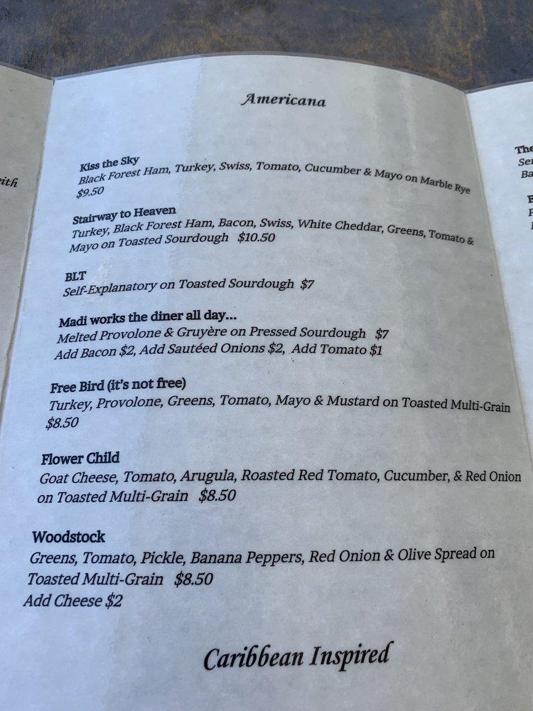Menu at HopScotch Cafe, Dunedin