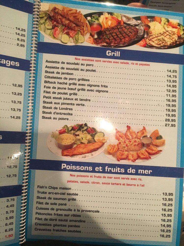 Menu au Restaurant Jimmy, Montréal