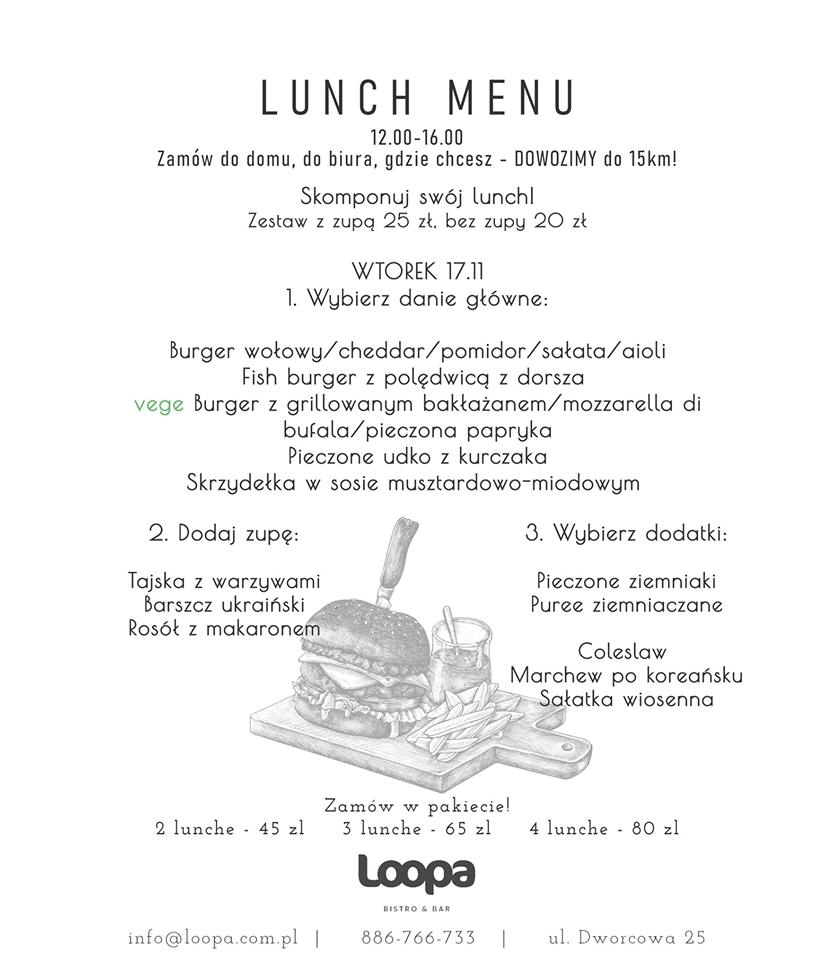 Menu at LOOPA Bistro&Bar, Gliwice