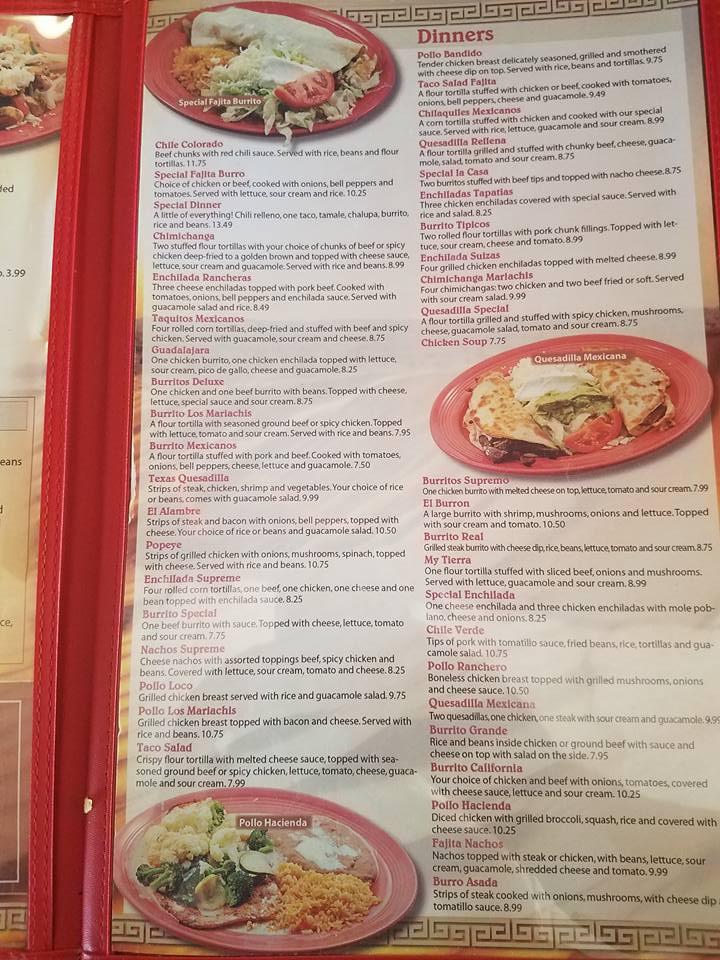 Menu at Los Mariachis Mexican Restaurant, Columbus, S High St