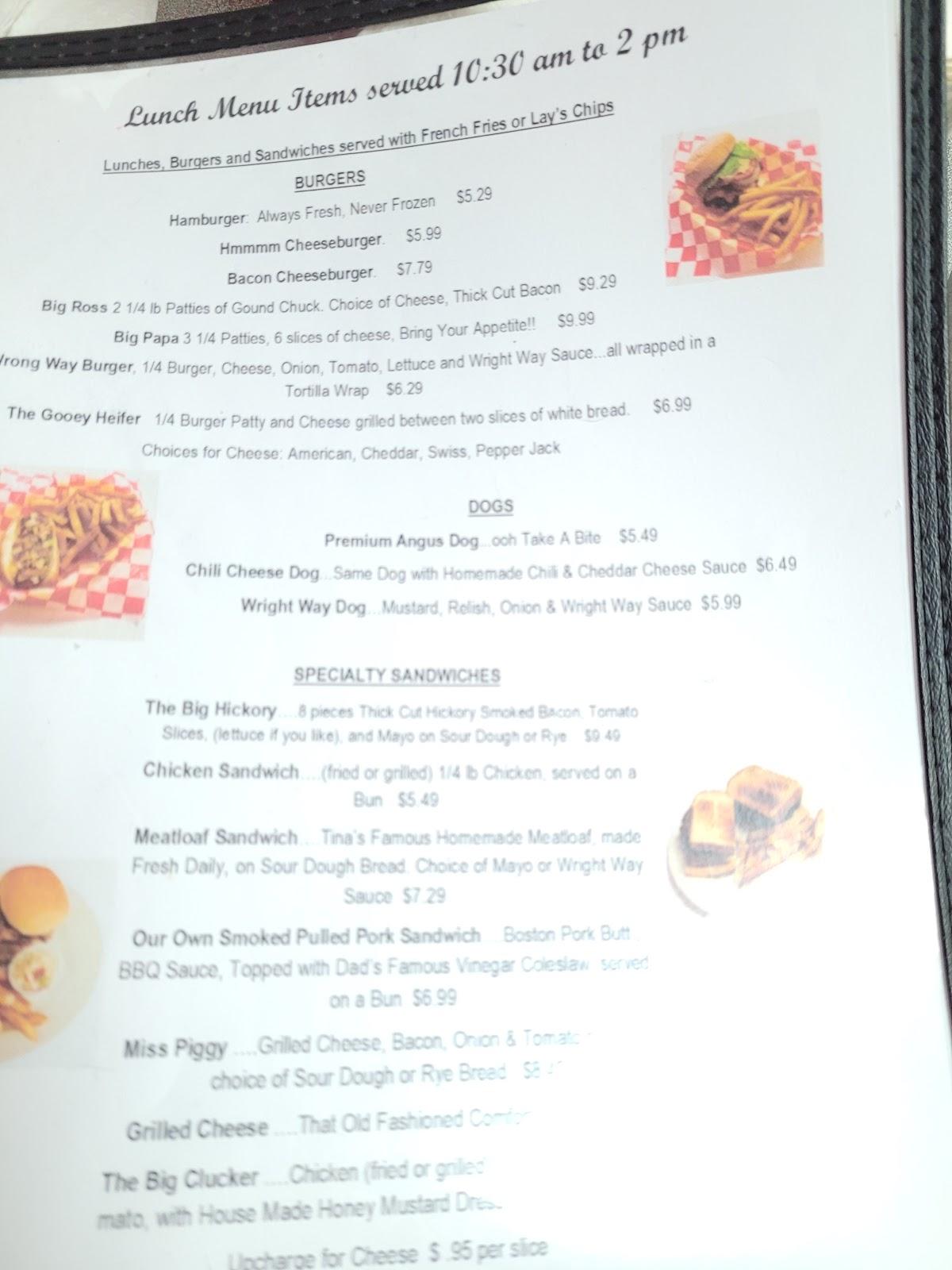 Menu at Wright Way Diner restaurant, Wright City, 10 Wildcat Dr