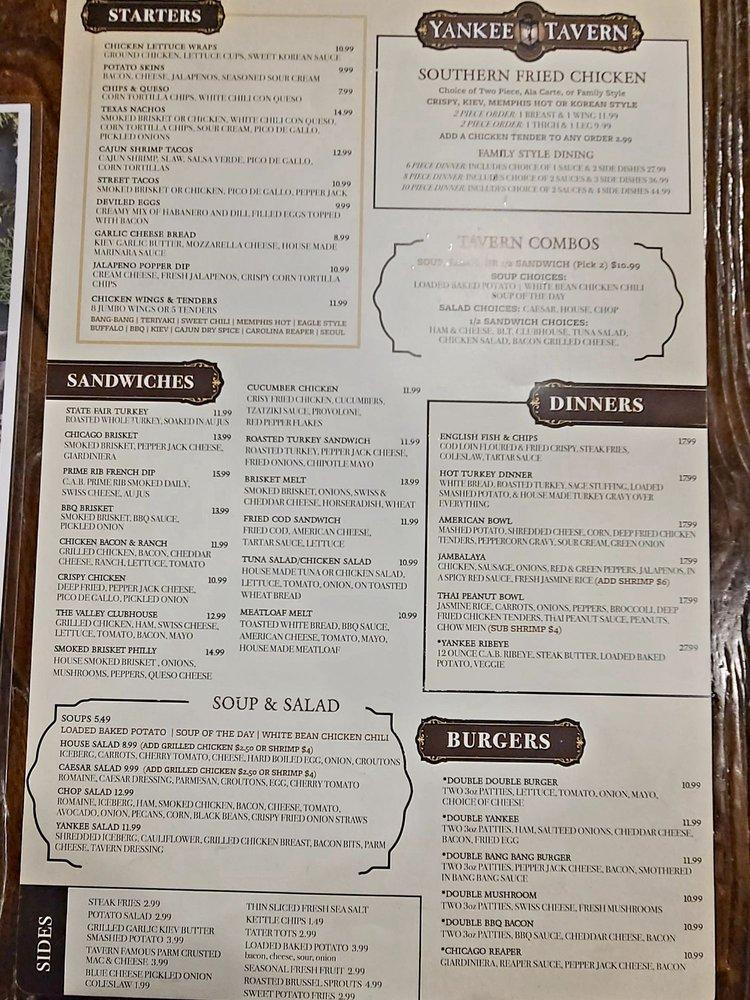 Menu at Yankee Tavern pub & bar, Eagan, Yankee Doodle Rd
