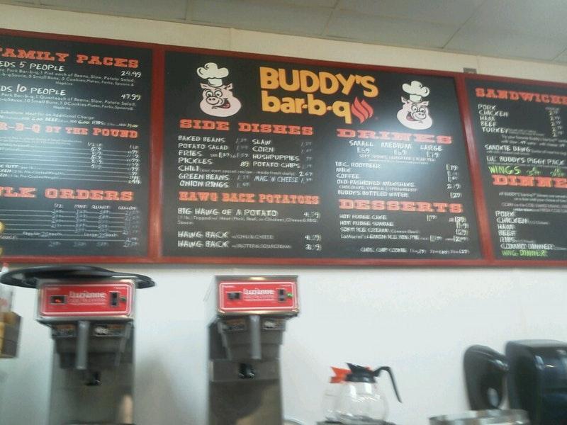 Menu at Buddy's Bar-B-Q, Lenoir City, US-321