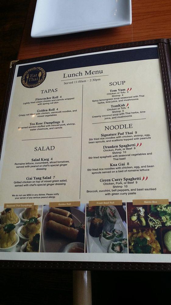 Menu at Eat Thai restaurant, Newnan
