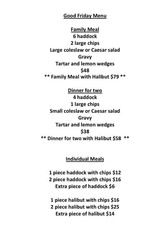 Menu at Fran's Fish & Chips restaurant, Kingston