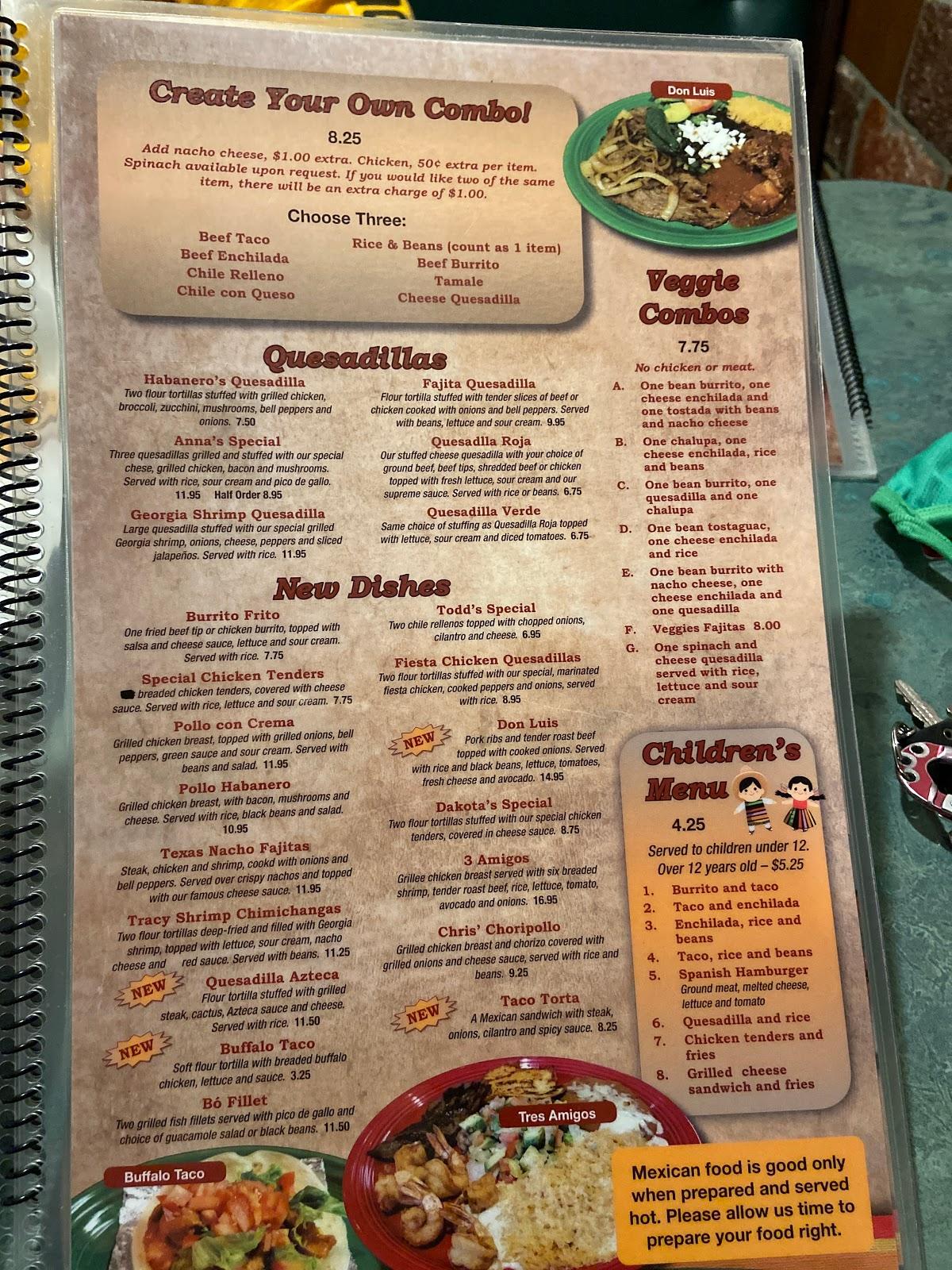 Menu at Habaneros Mexican Restaurant, Morganton, 412 W Fleming Dr