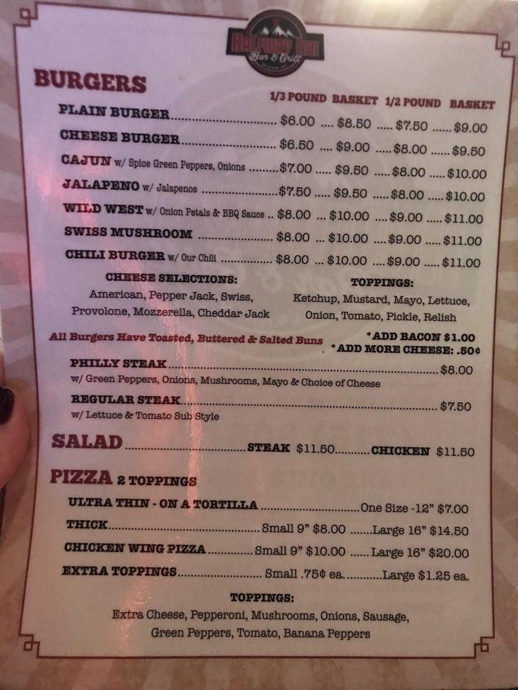 Menu at Halfway Inn pub & bar, Olean