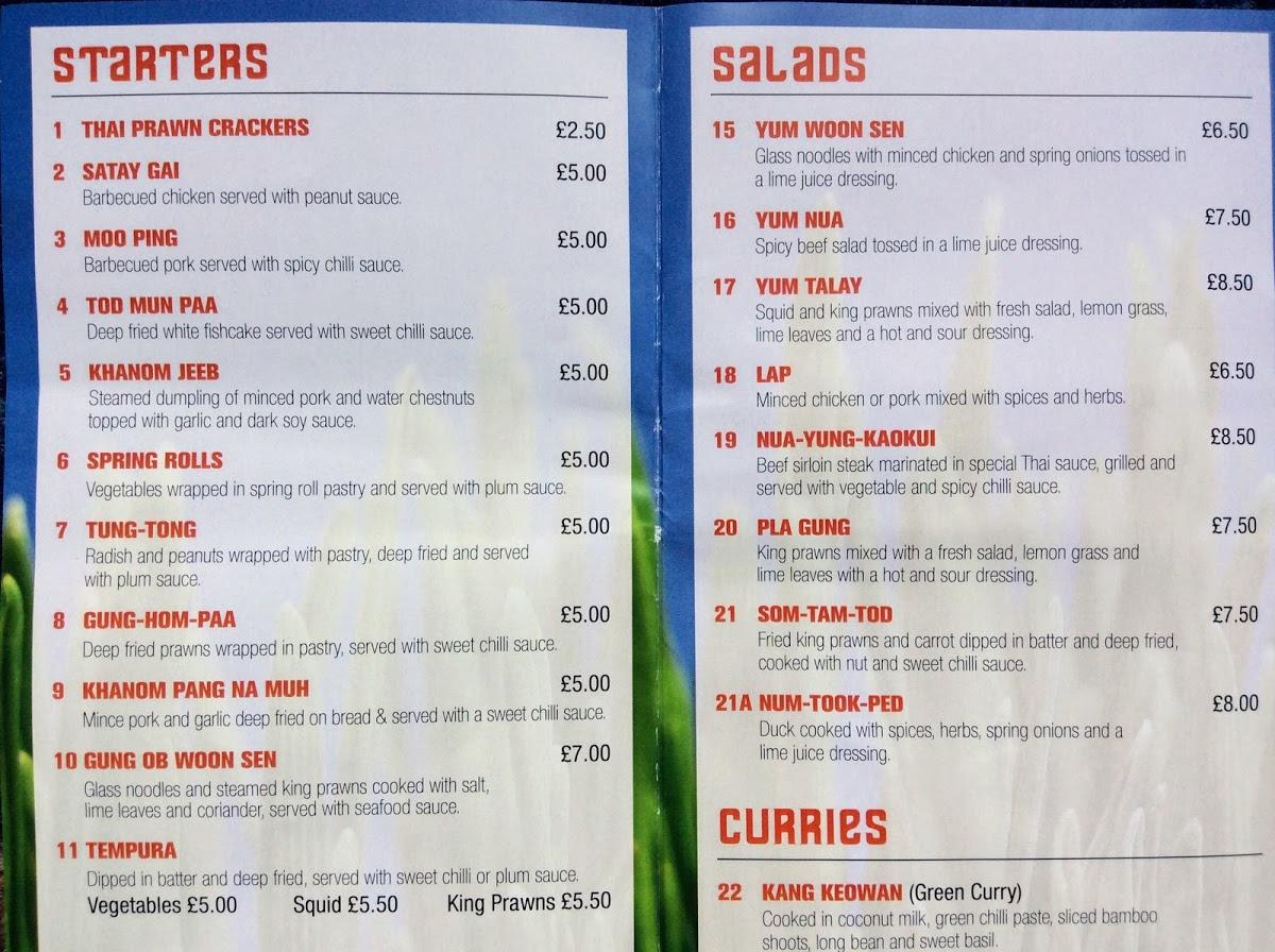 Menu at Kao Hom Thai Food restaurant, Newquay