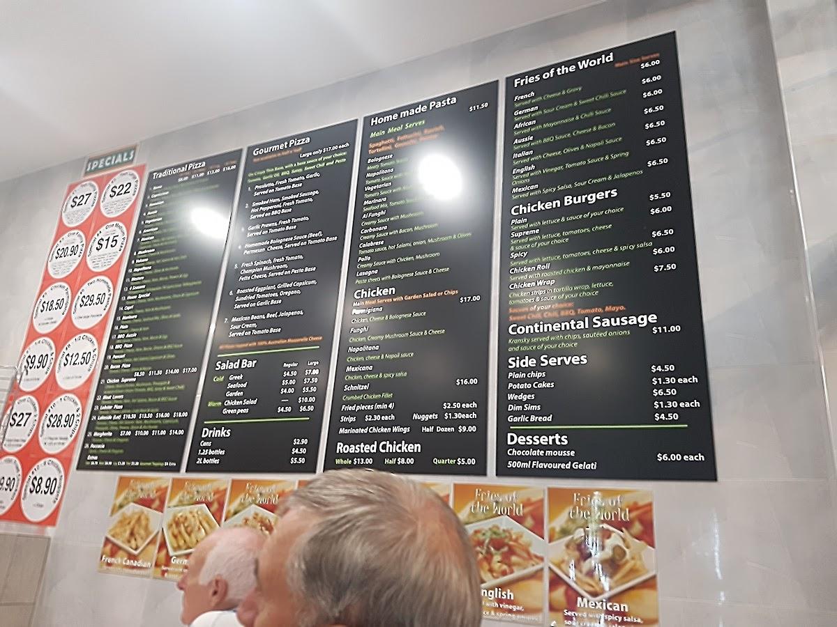 Menu at Lakeside Pizza restaurant, Reservoir, 29 Massey Ave