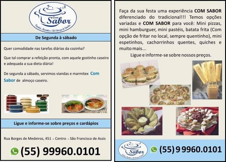 Menu at Com Sabor cafeteria, São Francisco de Assis