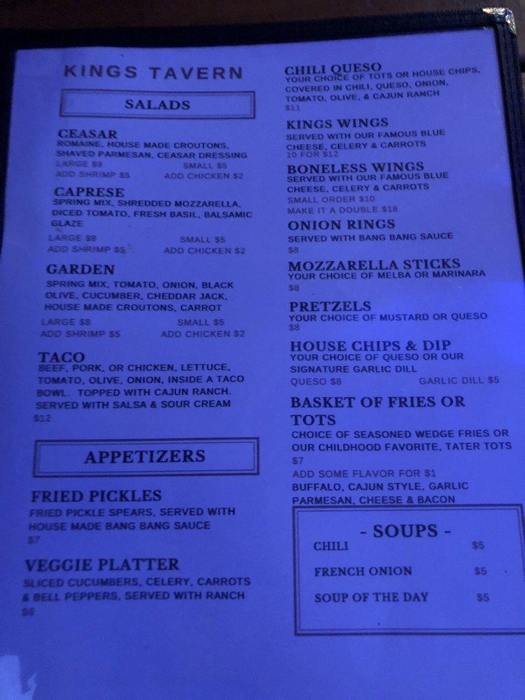 Menu at King's Tavern pub & bar, Saratoga Springs
